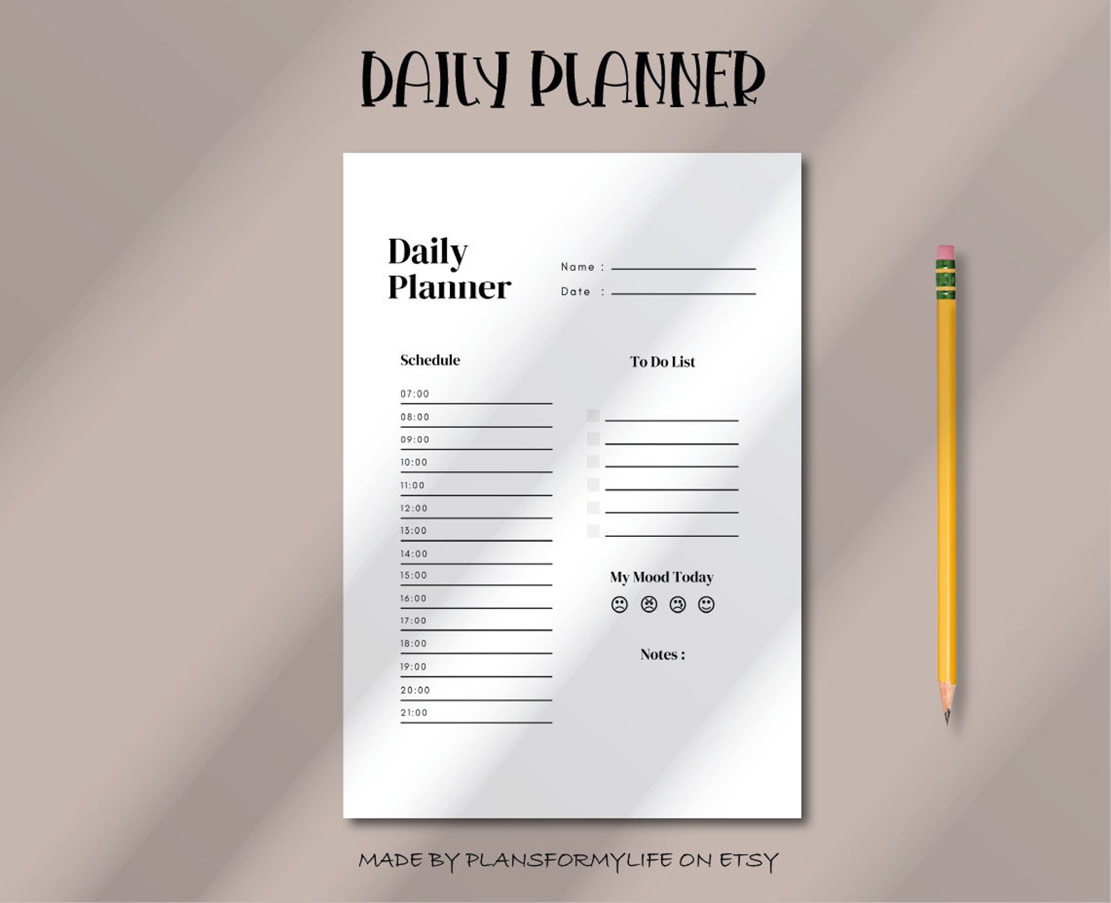 Daily Planner, to Do List, My Notes, Printable Planner, Planner Set ...