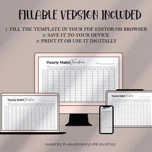 Yearly Habit Tracker on One Page, Habit Tracker Template, Routine ...