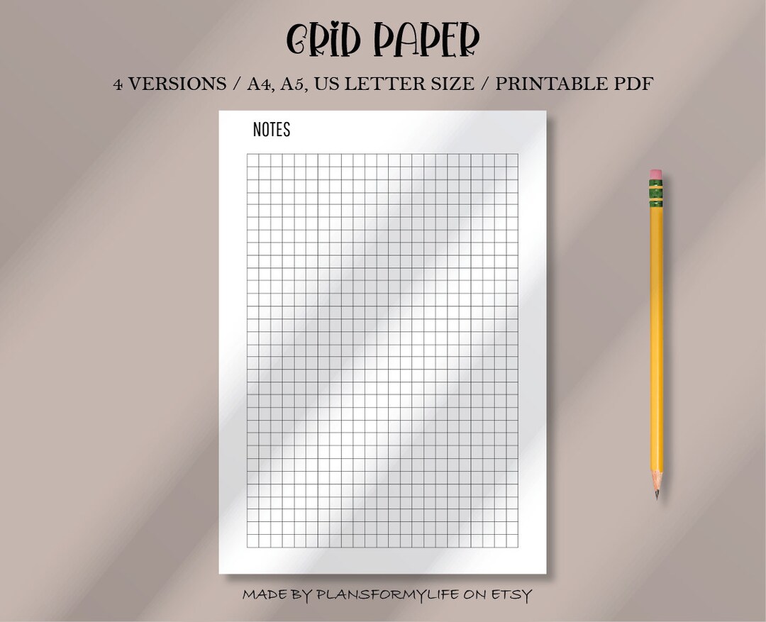 Grid Paper Printable, Squared Paper, Planner Inserts, Notes Page ...