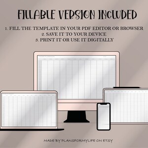 Undated Year Calendar Printable & Fillable, Year at a Glance, Year on ...