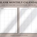 2 Page Blank Monthly Calendar Printable, Minimalist Calendar Template ...
