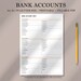 Bank Account Information Tracker Printable, Bank Account Log, Bank ...