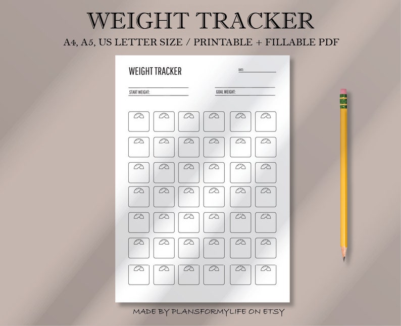 Weight Tracker Printable, Weight Loss Planner, Weight Goal Tracker ...