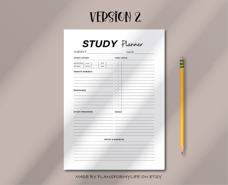 Study Planner Printable Student Planner Academic Planner - Etsy