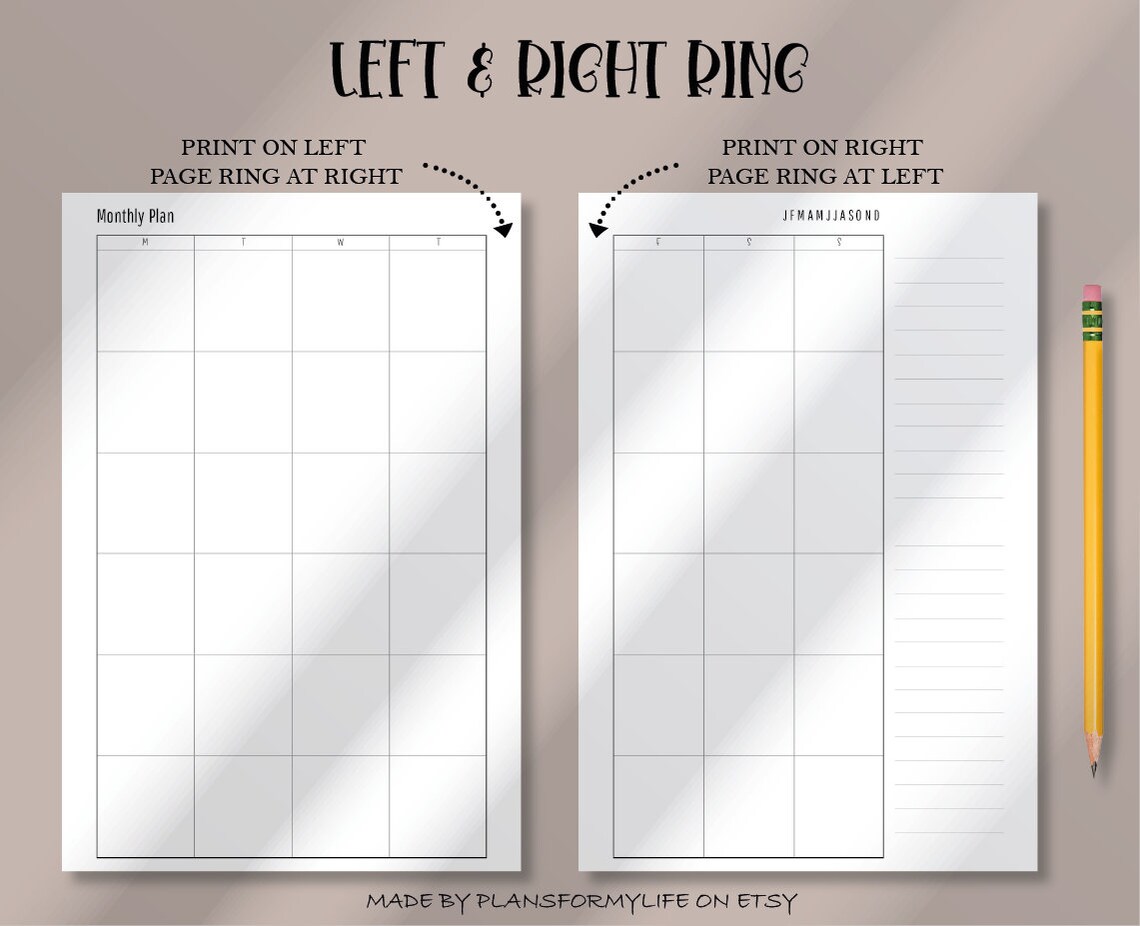 2 Page Blank Monthly Calendar Printable, Minimalist Calendar Template ...