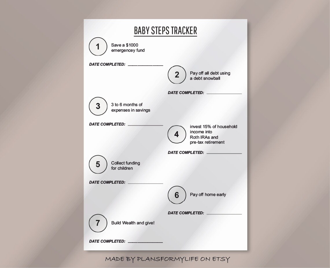 Baby Steps Tracker,baby Step Progress Tracker,baby Steps Printable ...