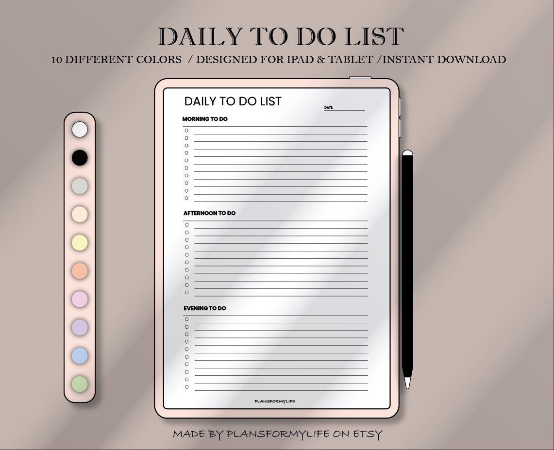 Digital Daily to Do List , Daily Task List Template, Daily Routines ...