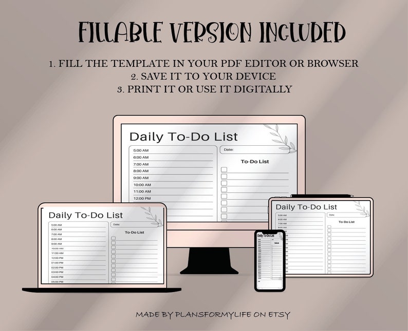 Daily to Do List Printable, Daily Task List Template PDF, Daily ...