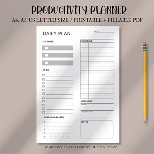 Printable Productivity Planner, Daily to Do List, Daily Planner, Meal ...