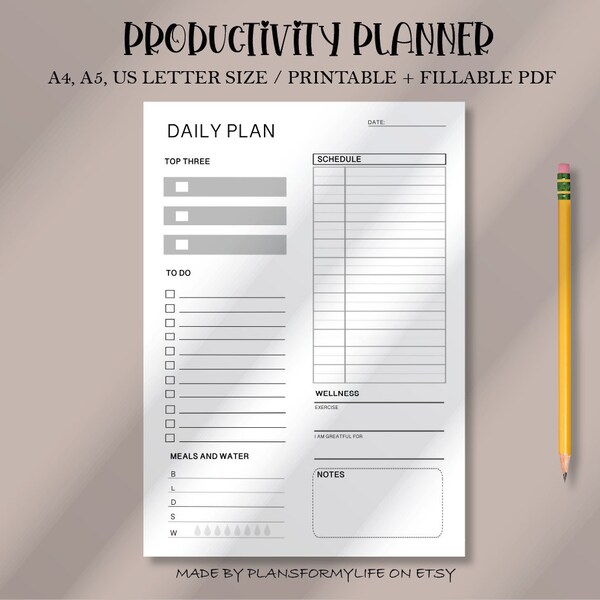 Undated Year Calendar Printable & Fillable, Year at a Glance, Year on ...