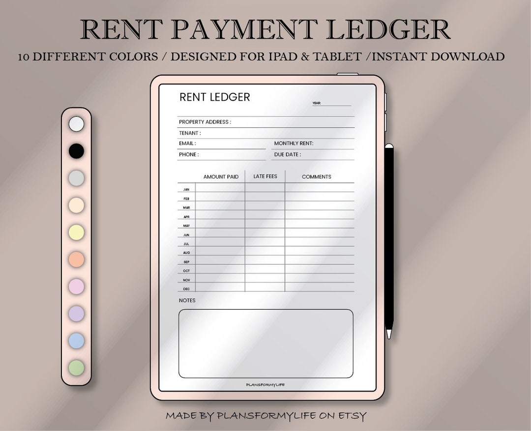 Digital Rent Management Template, Renter Payment Monitoring, Monthly ...