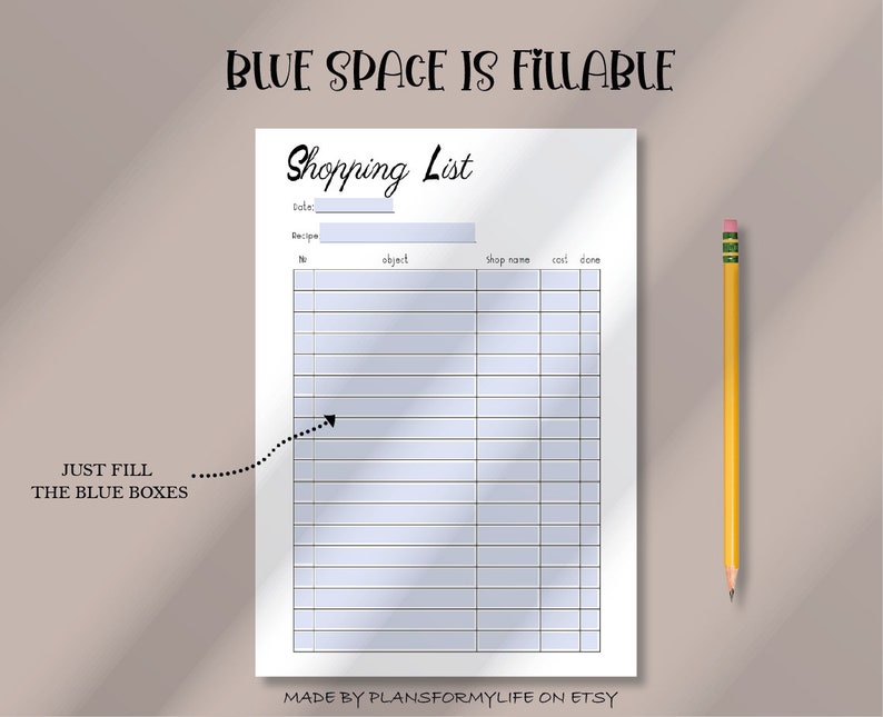 Printable Shopping List Template, to Buy List, Item Checklist, Shopping ...