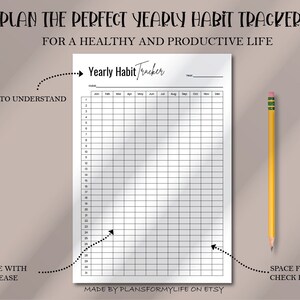 Yearly Habit Tracker on One Page, Habit Tracker Template, Routine ...
