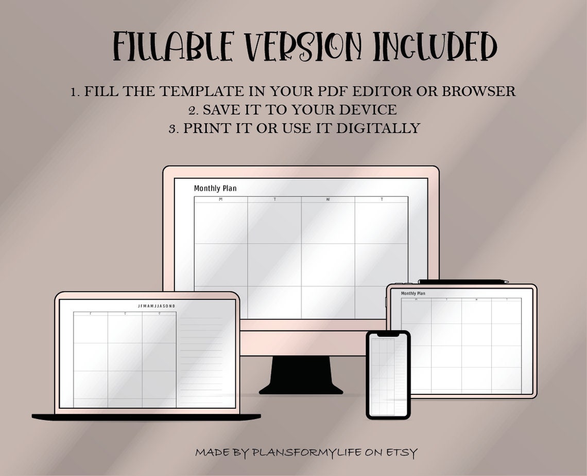 2 Page Blank Monthly Calendar Printable, Minimalist Calendar Template ...