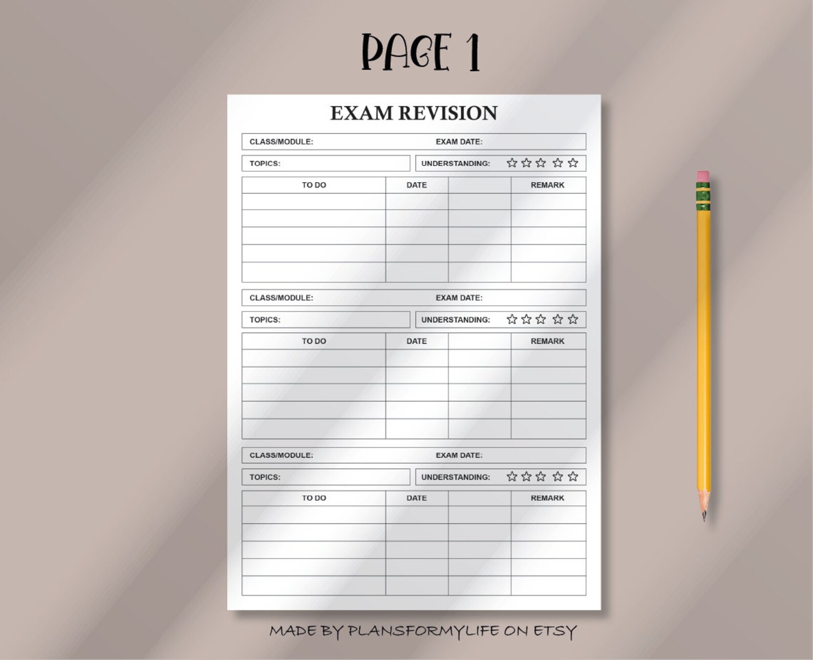 Exam Tracker Printable, Assessment Tracker Sheet, University Planner ...