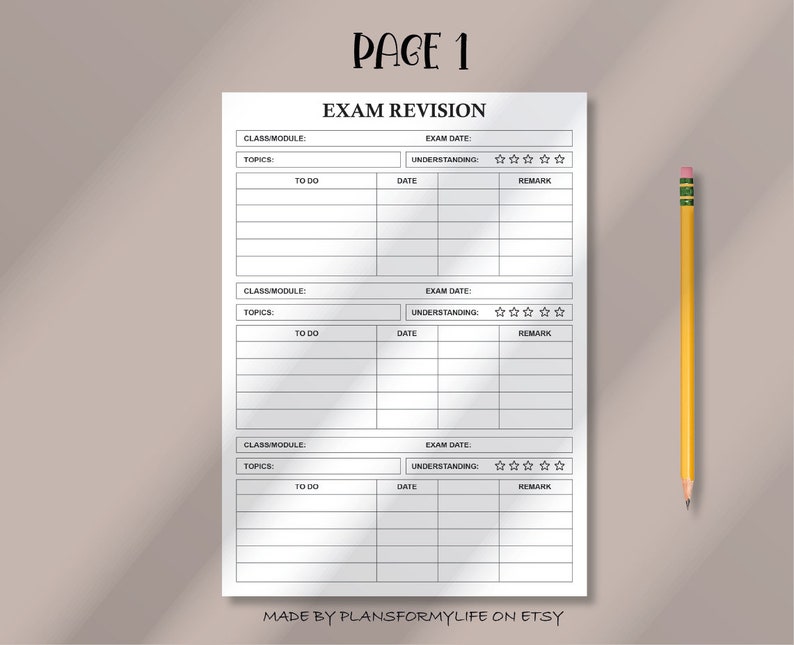 Exam Tracker Printable, Assessment Tracker Sheet, University Planner ...