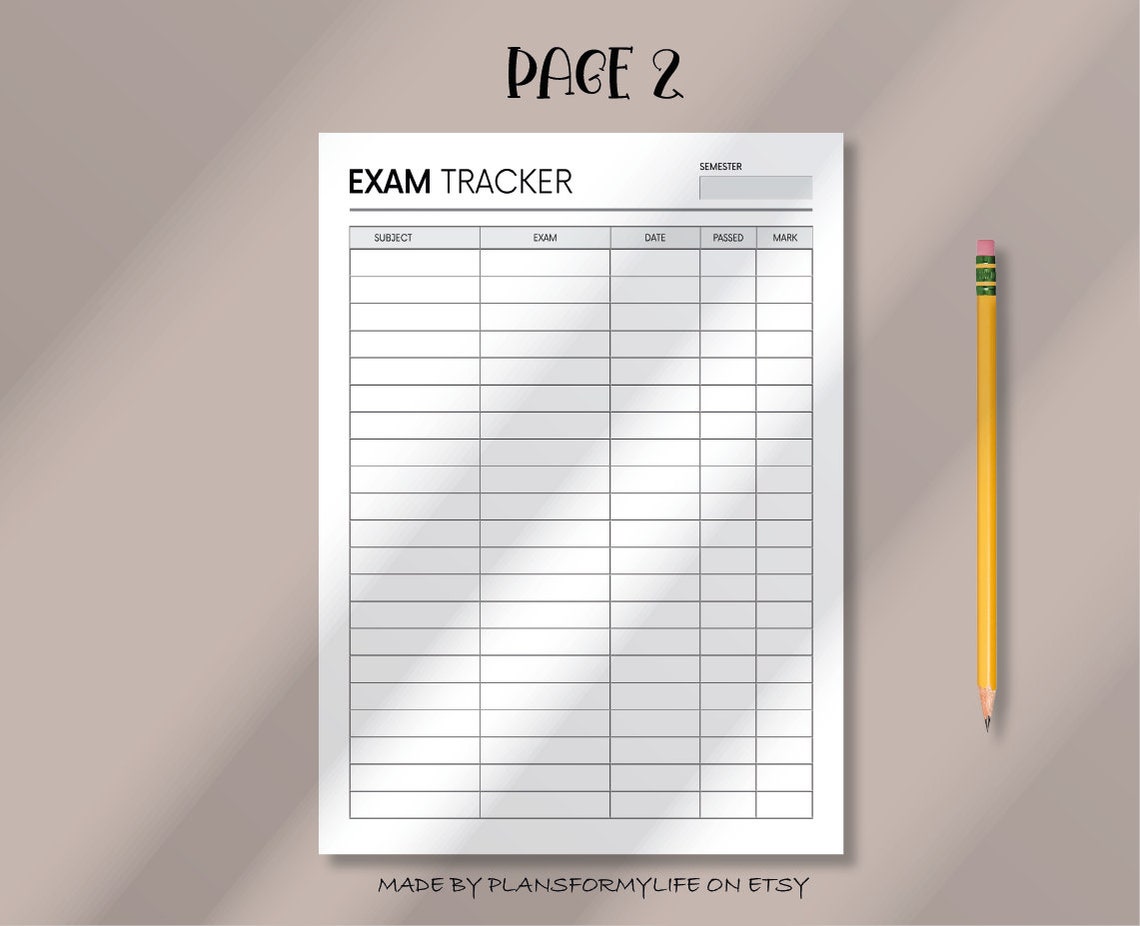 Exam Tracker Printable, Assessment Tracker Sheet, University Planner ...