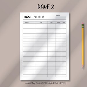 Exam Tracker Printable, Assessment Tracker Sheet, University Planner ...