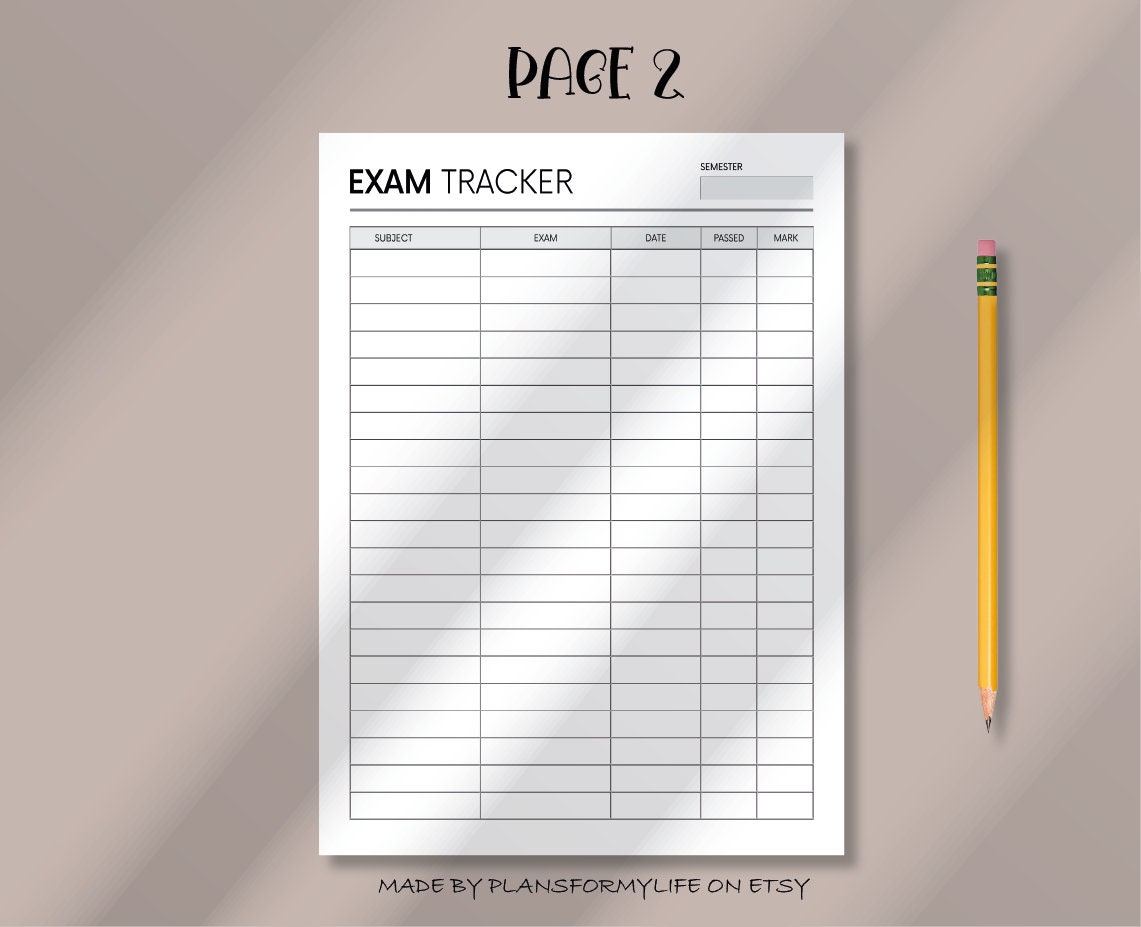 Exam Tracker Printable, Assessment Tracker Sheet, University Planner ...