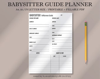 Babysitter Planner Printable, Baby Sitter Printable, Babysitter Log ...