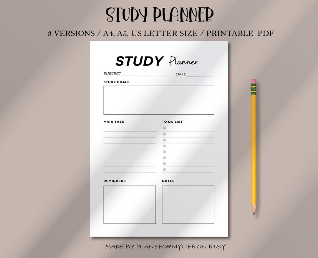 Study Planner Printable Student Planner Academic Planner - Etsy