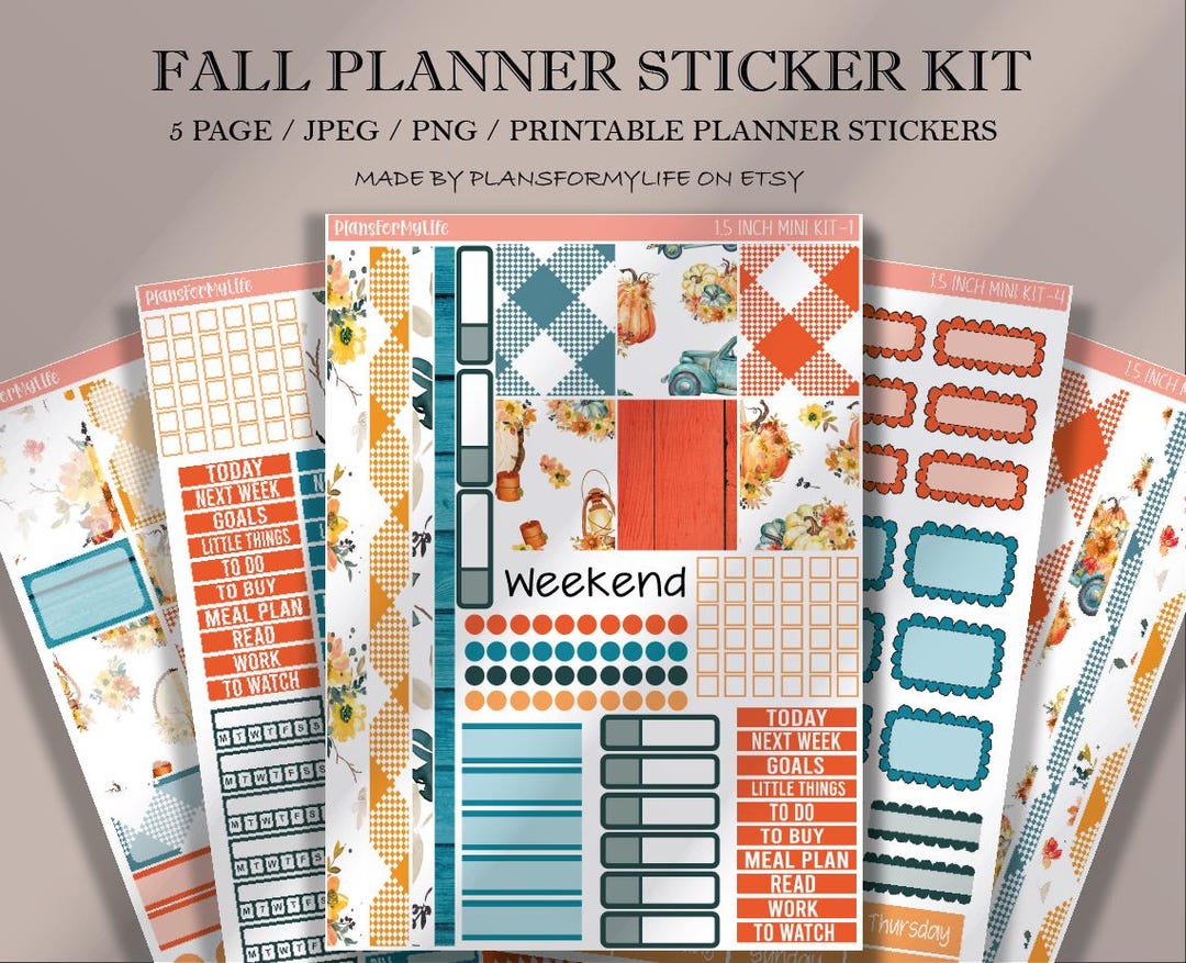 Fall Printable Planner Stickers, Autumn Planner Stickers, Fall Planner ...