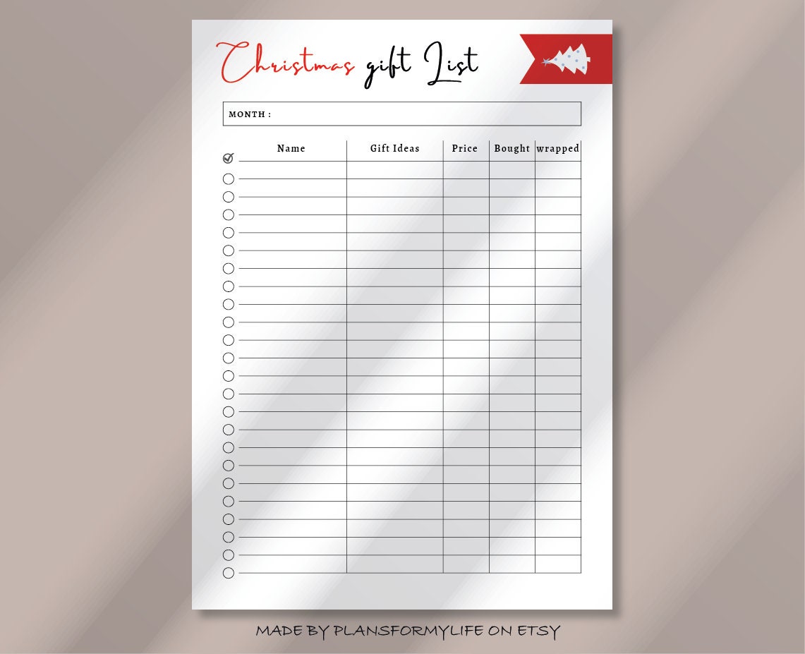 Christmas Gift List Printable, Christmas Planner Printable, Christmas ...