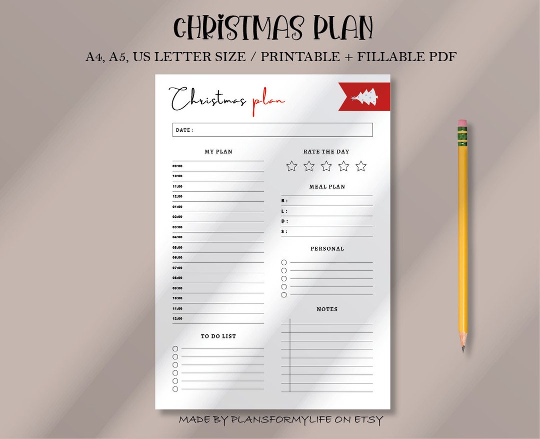 Christmas Day Planner Printable, Christmas Planner, Holiday Planner ...