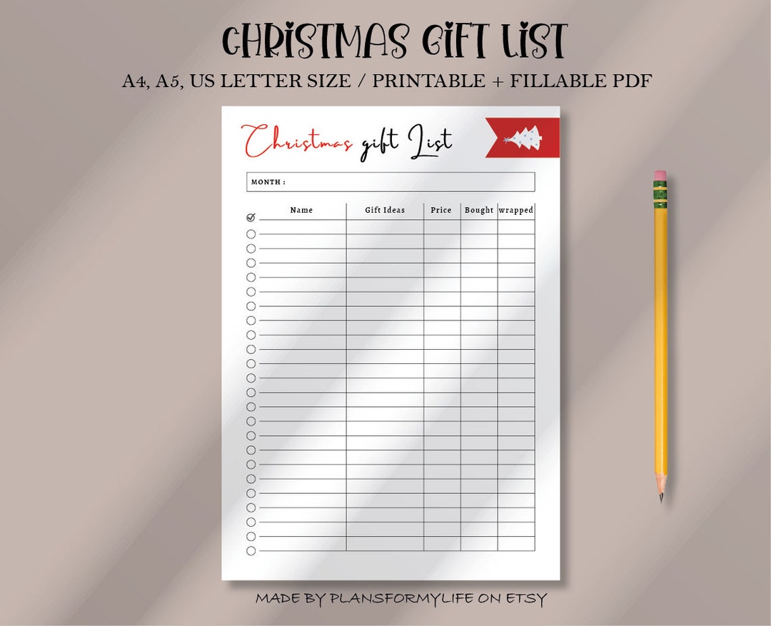 Christmas Gift List Printable, Christmas Planner Printable, Christmas ...