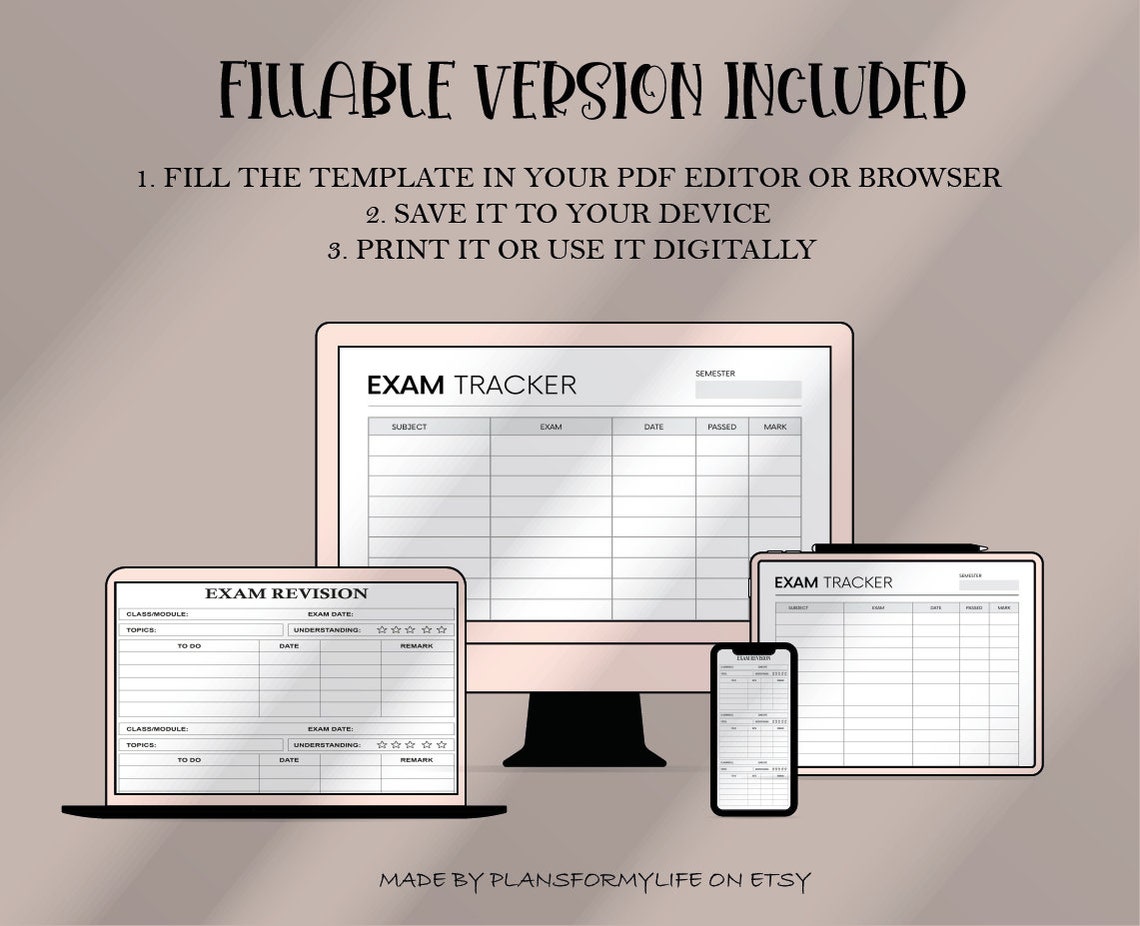 Exam Tracker Printable, Assessment Tracker Sheet, University Planner ...