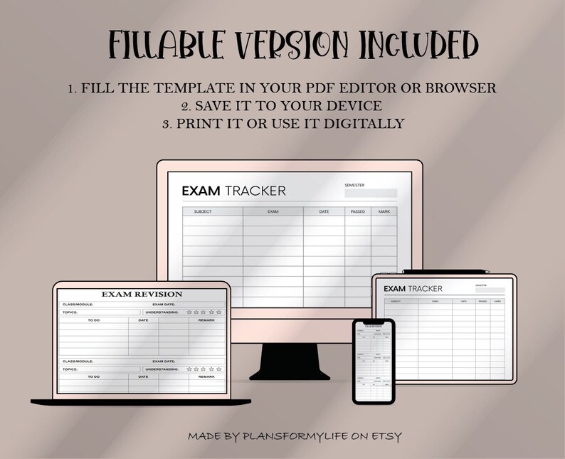 Exam Tracker Printable, Assessment Tracker Sheet, University Planner ...