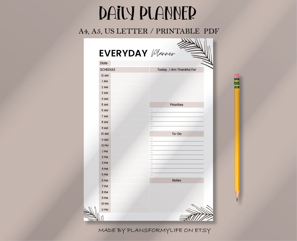 Daily Planner Printable, Daily to Do List, Productivity Planner, Daily ...