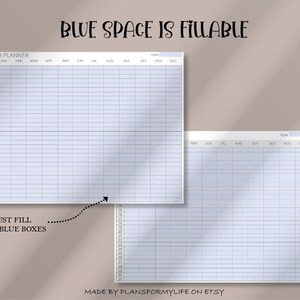 Undated Year Calendar Printable & Fillable, Year at a Glance, Year on ...