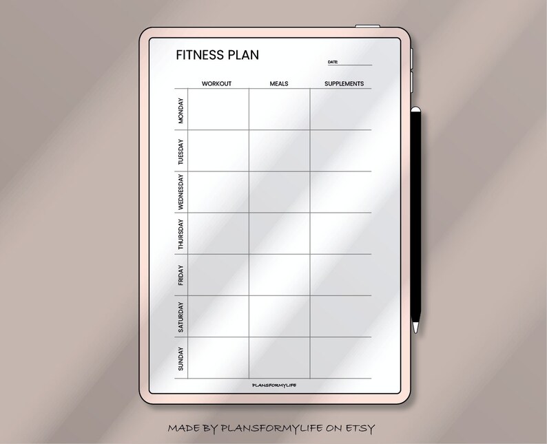 Digital Weekly Fitness Planner,workout Planner, Meal Planner, Vitamin ...