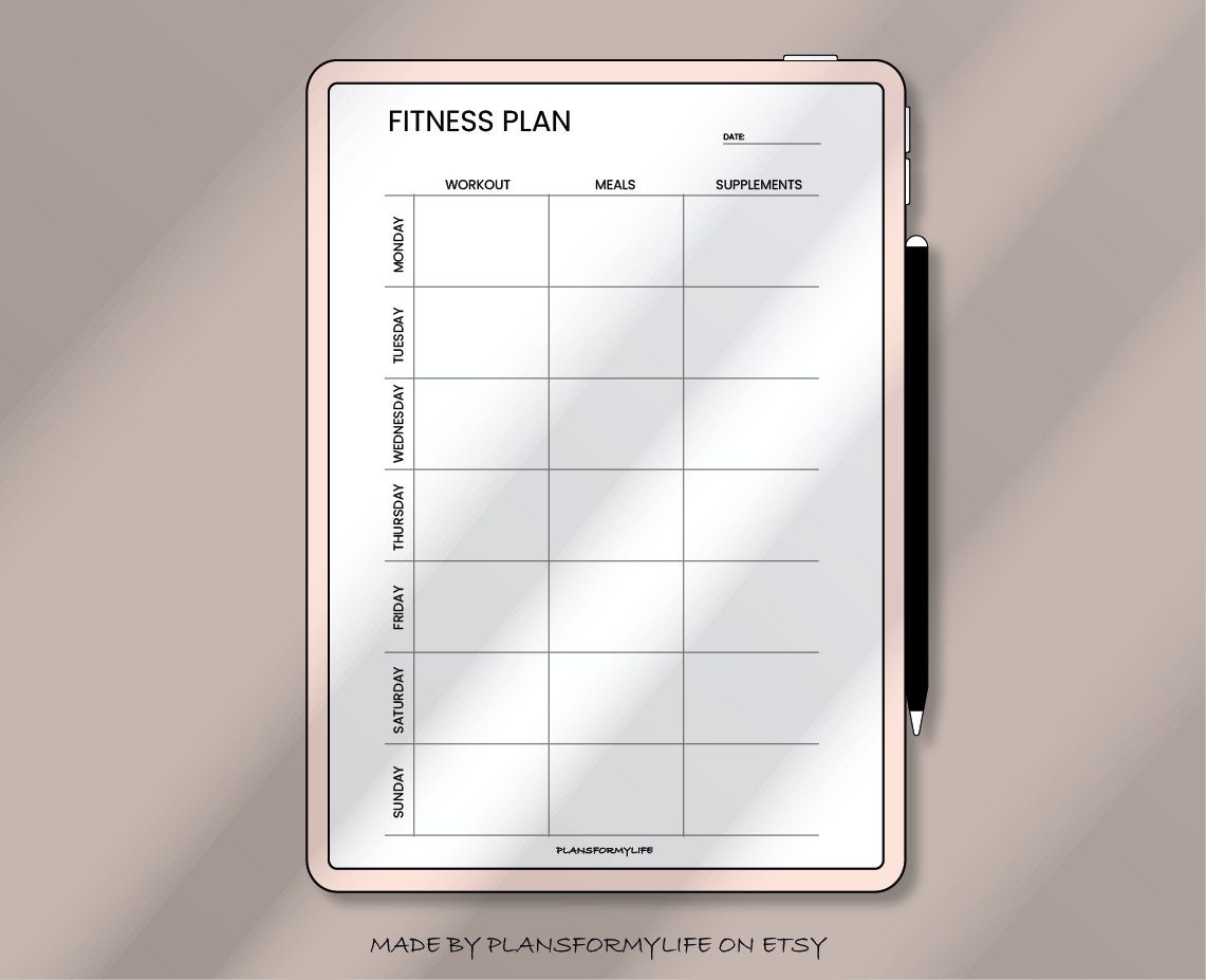 Digital Weekly Fitness Planner,workout Planner, Meal Planner, Vitamin ...