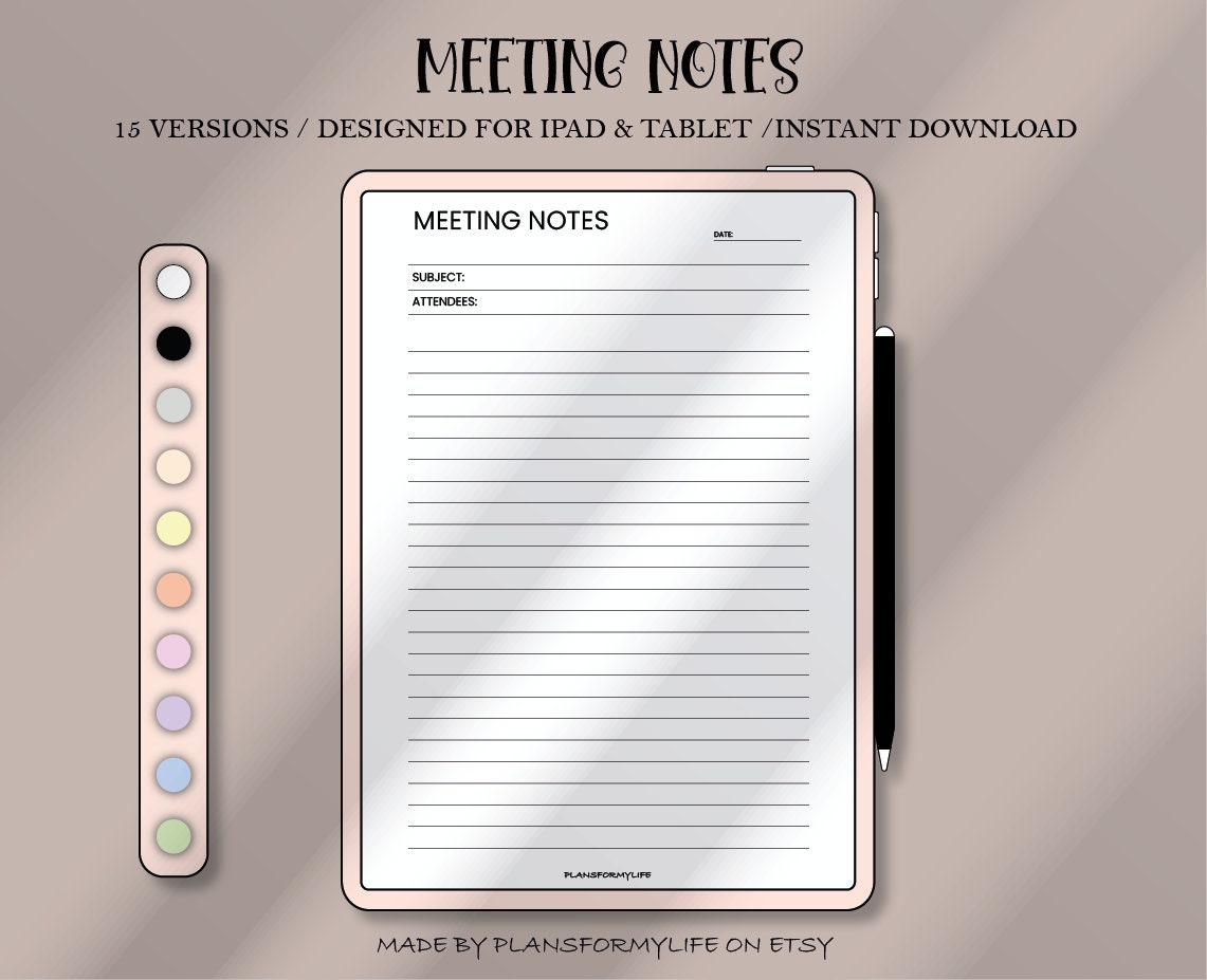 Digital Meeting Notes Templates, Meeting Records, Professional Work ...