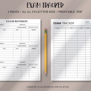 Exam Tracker Printable Assessment Tracker Sheet University - Etsy