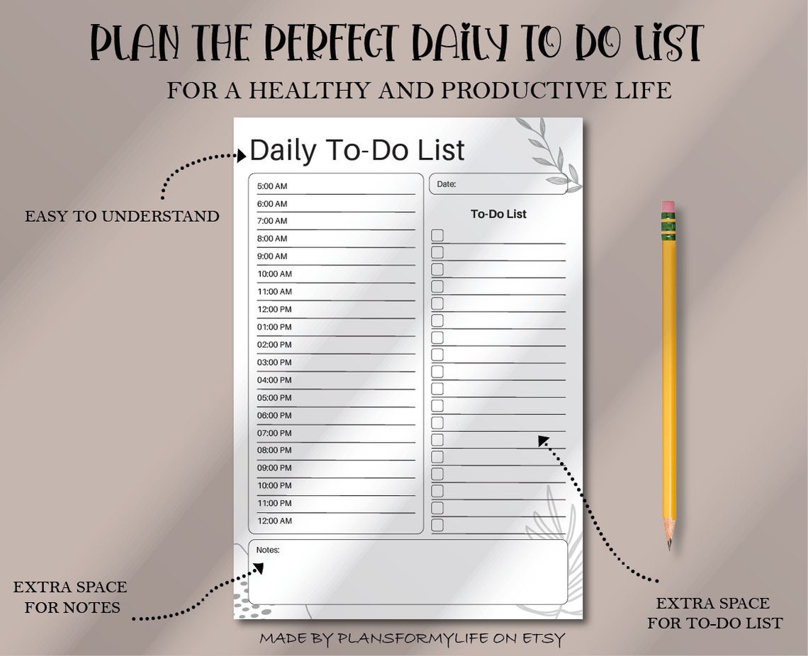Daily to Do List Printable, Daily Task List Template PDF, Daily ...