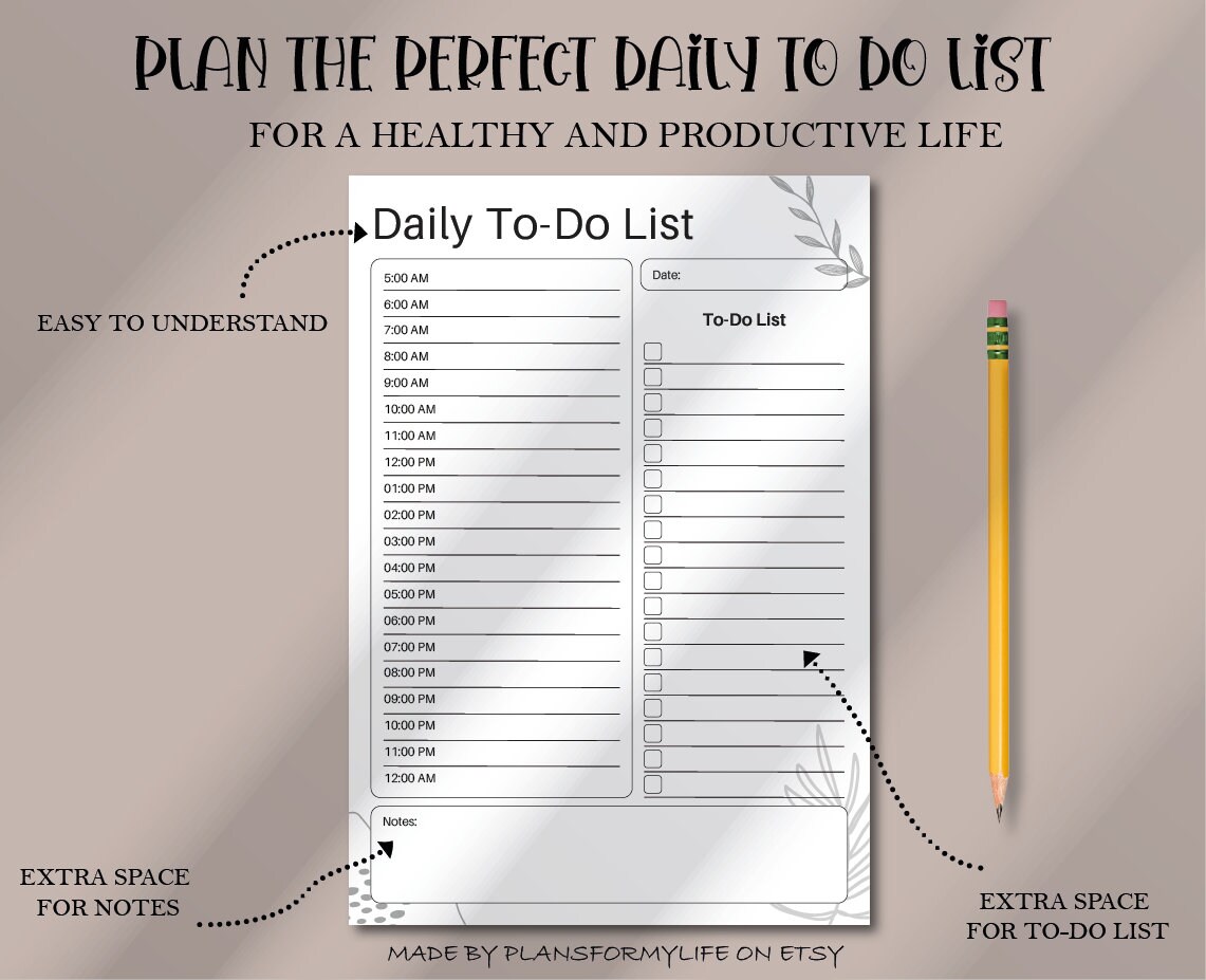 Daily to Do List Printable, Daily Task List Template PDF, Daily ...