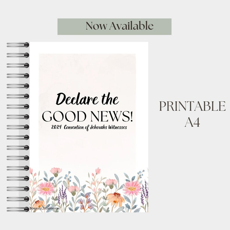 2024 Convention of Jehovah's Witnesses A4 Printable Notebook Declare ...