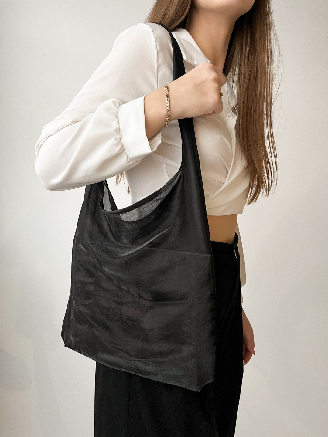 Black Shopper Bag for Beach, Convenient Package, Trendy Women Bag ...