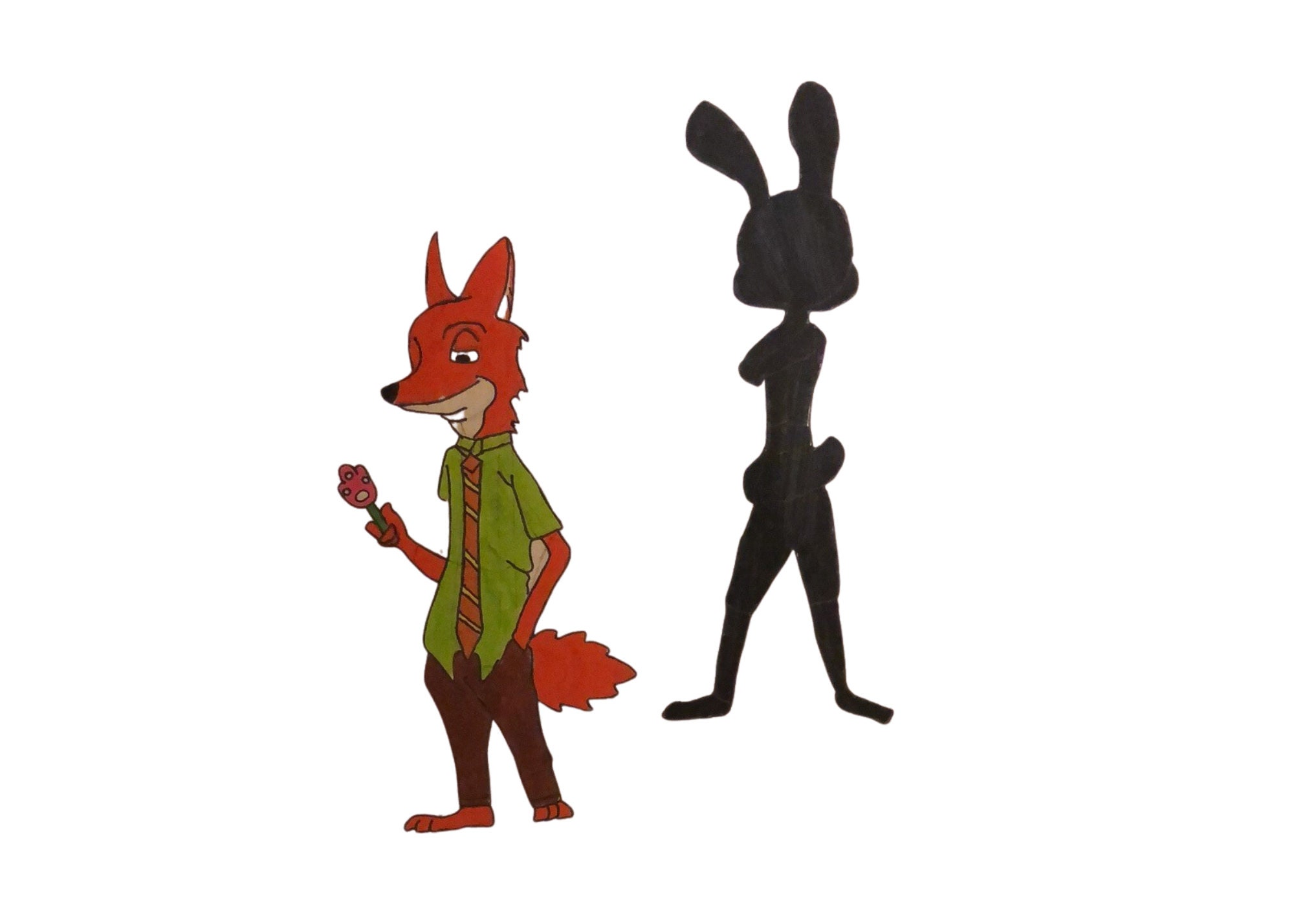 Zootopia Fox With a Shadow of Rabbit - Etsy