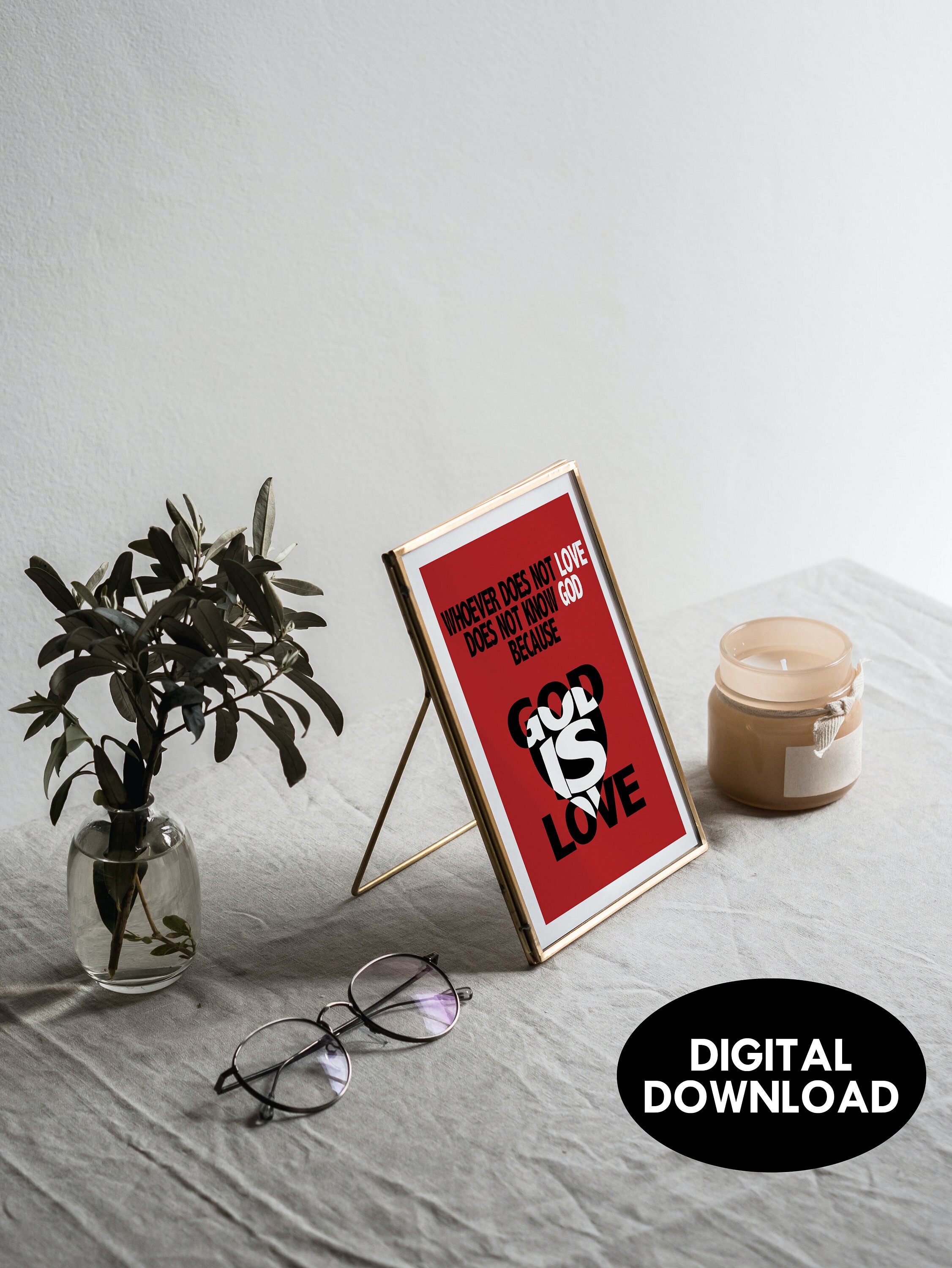 Christian Wall Art God is Love Bible Verse Wall Art Digital - Etsy