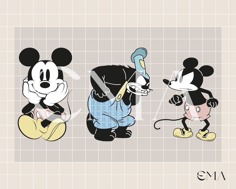Mickey Mouse Steamboat Willie Clipart, Classic 1928 Color SVG Bundle ...