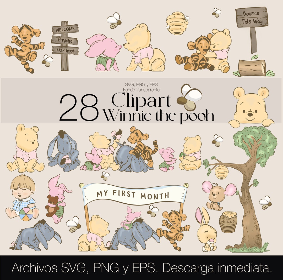 Winnie the Pooh Baby Classic Clipart / 28 SVG Designs/ Winnie the Pooh ...