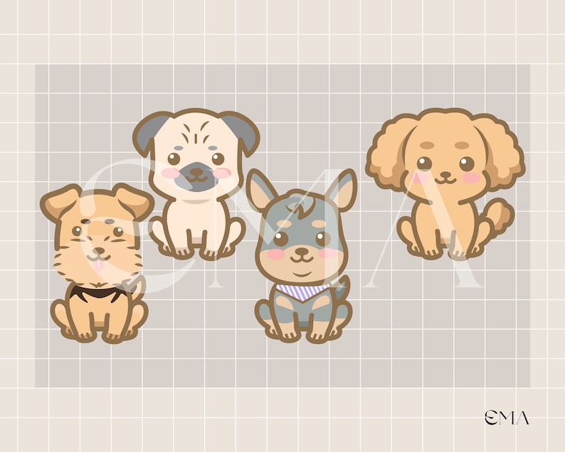Kawaii Dog Clipart, 30 PNG Designs, Bundle With Chibi Pop Style PDF ...