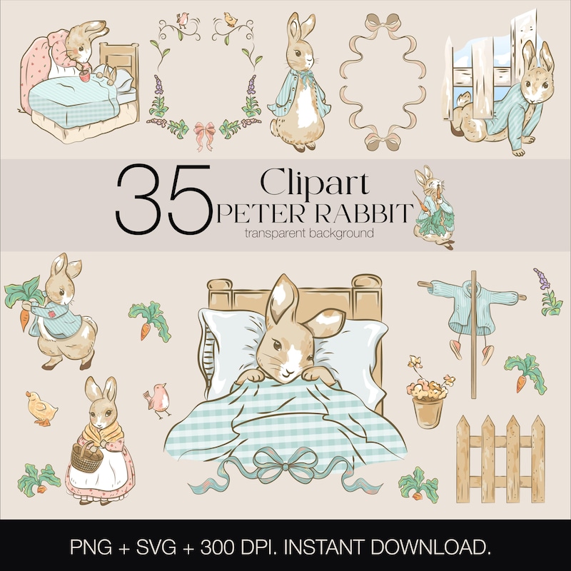 Peter Rabbit Clipart - Etsy