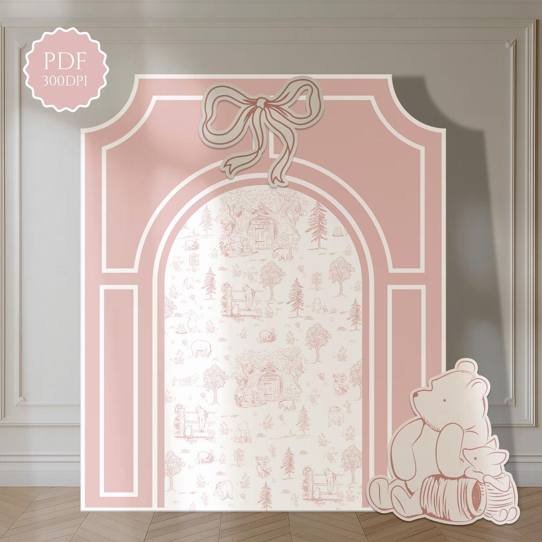 Winnie the Pooh Backdrop PDF, Classic Winnie PNG, Digital Party ...
