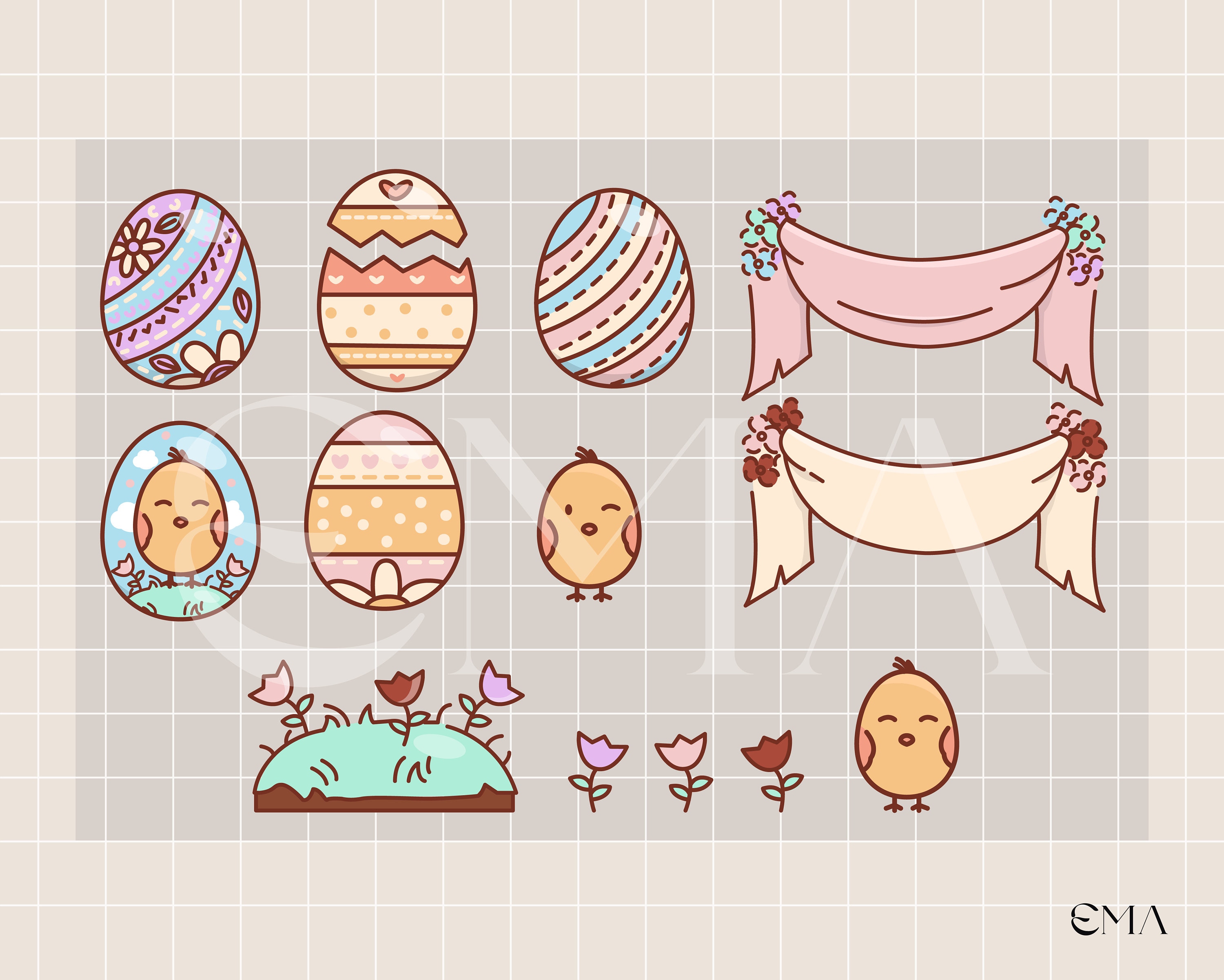 Cute Easter Characters - Spring Clipart Bundle - PNG, SVG, EPS Formats ...