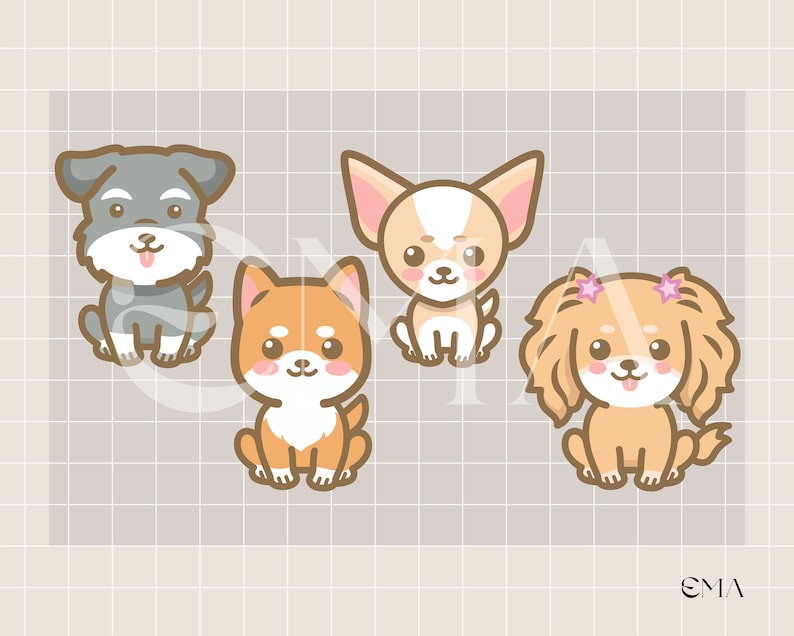 Kawaii Dog Clipart, 30 PNG Designs, Bundle With Chibi Pop Style PDF ...